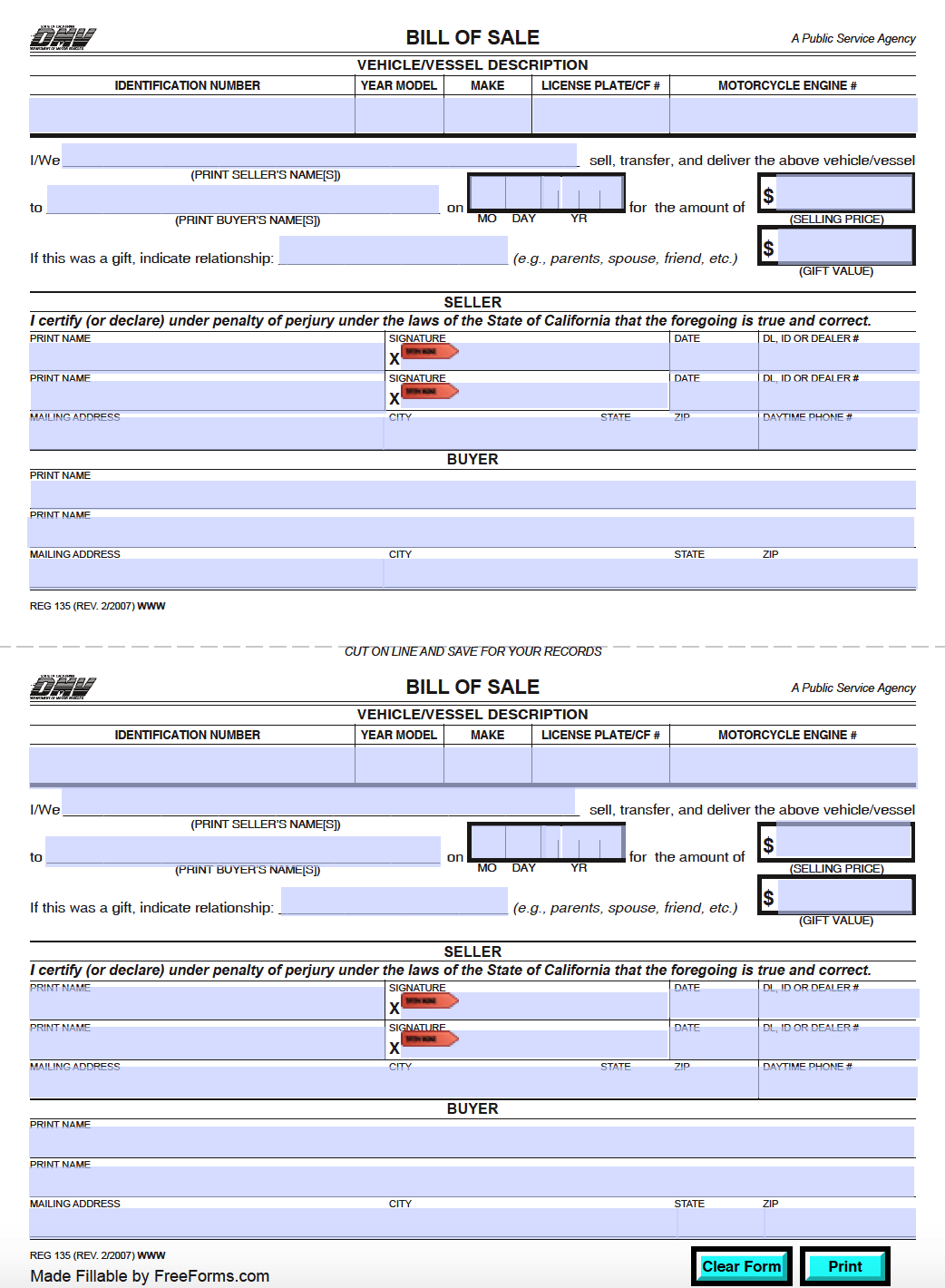 Pdf Downloadable Free Printable Bill Used Car Vehicle Bill Of Sale 