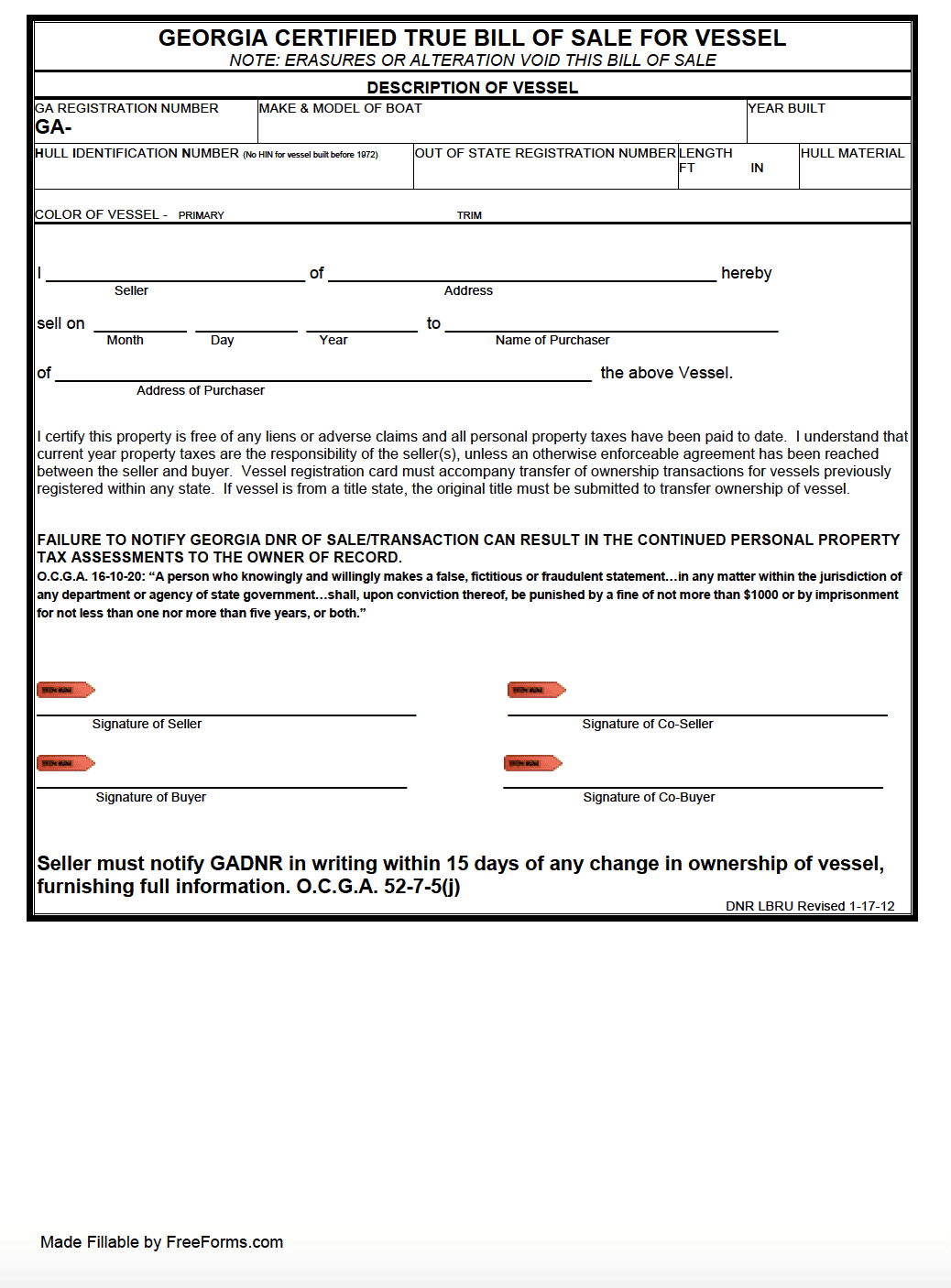 Bill Of Sale Template Ga Iceloced