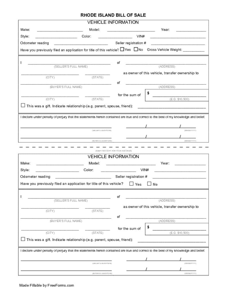 Free Rhode Island Motor Vehicle Power of Attorney Form | PDF | Word