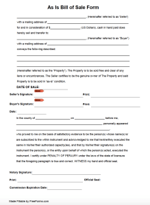 Free As-Is Bill of Sale Form | PDF
