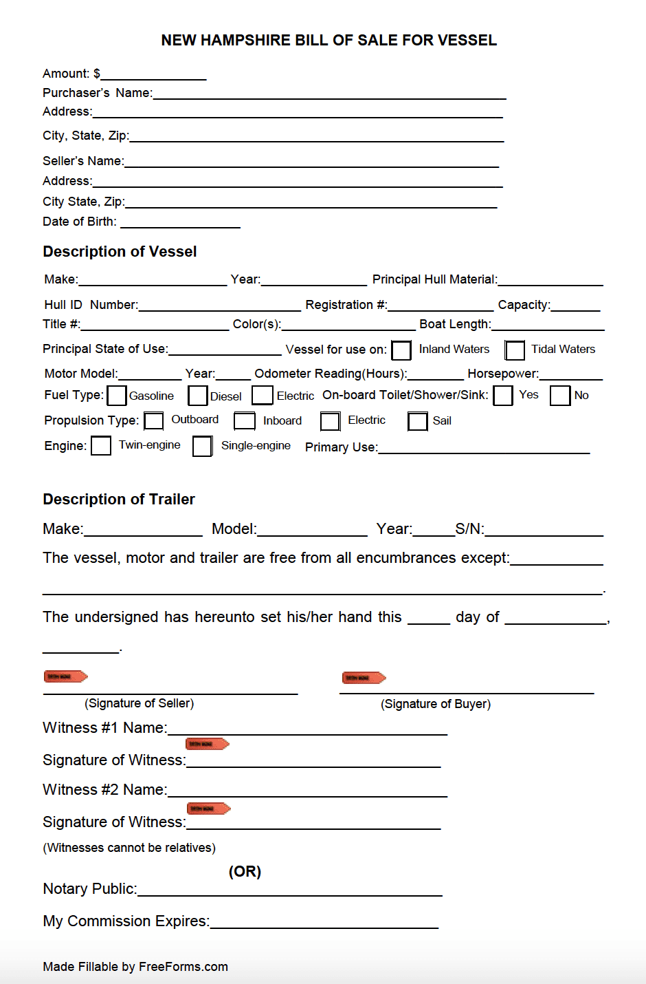 Texas Boat Bill Of Sale Form