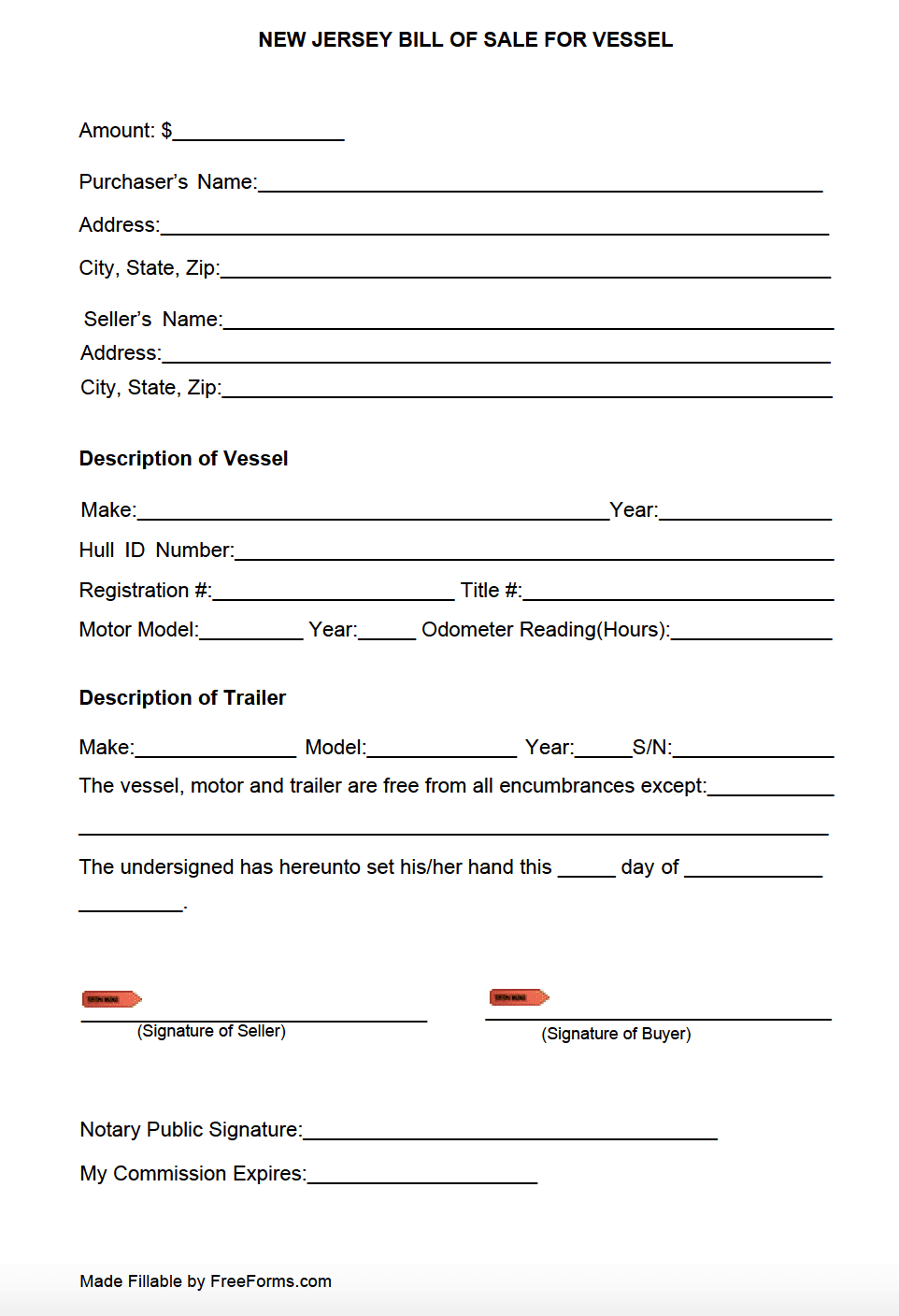 Texas Boat Bill Of Sale Form