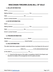 Free Wisconsin Firearm (Gun) Bill of Sale Form | PDF | Word