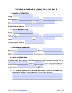 Free Georgia Firearm (Gun) Bill of Sale Form | PDF | WORD