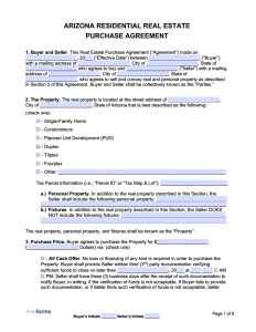 Free Arizona Real Estate Purchase Agreement Template | PDF | Word