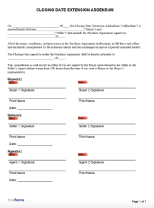 Free Closing Date Extension Addendum | PDF | Word