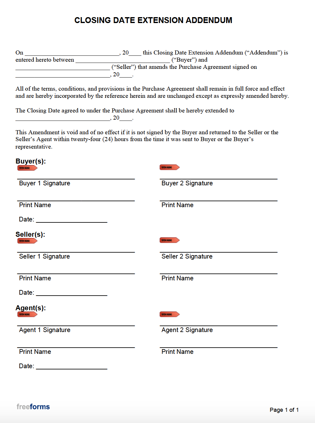 Free Closing Date Extension Addendum PDF WORD Free Closing Date Extension Addendum PDF WORD