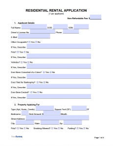 Free Residential Rental Application Form | PDF | WORD