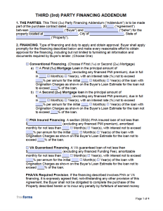Free Third (3rd) Party Financing Addendum | PDF | Word