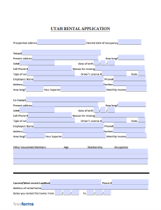 Free Utah Rental Application Form | PDF