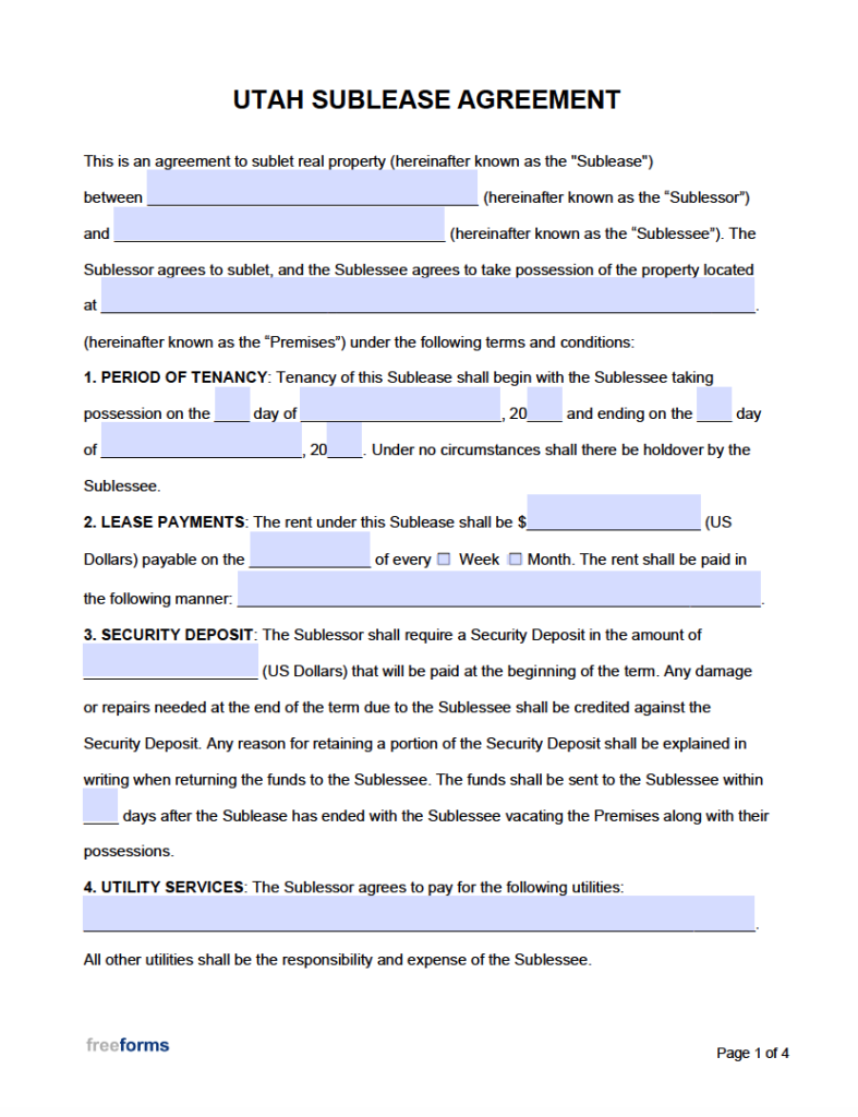Free Utah Rental Lease Agreement Templates | PDF