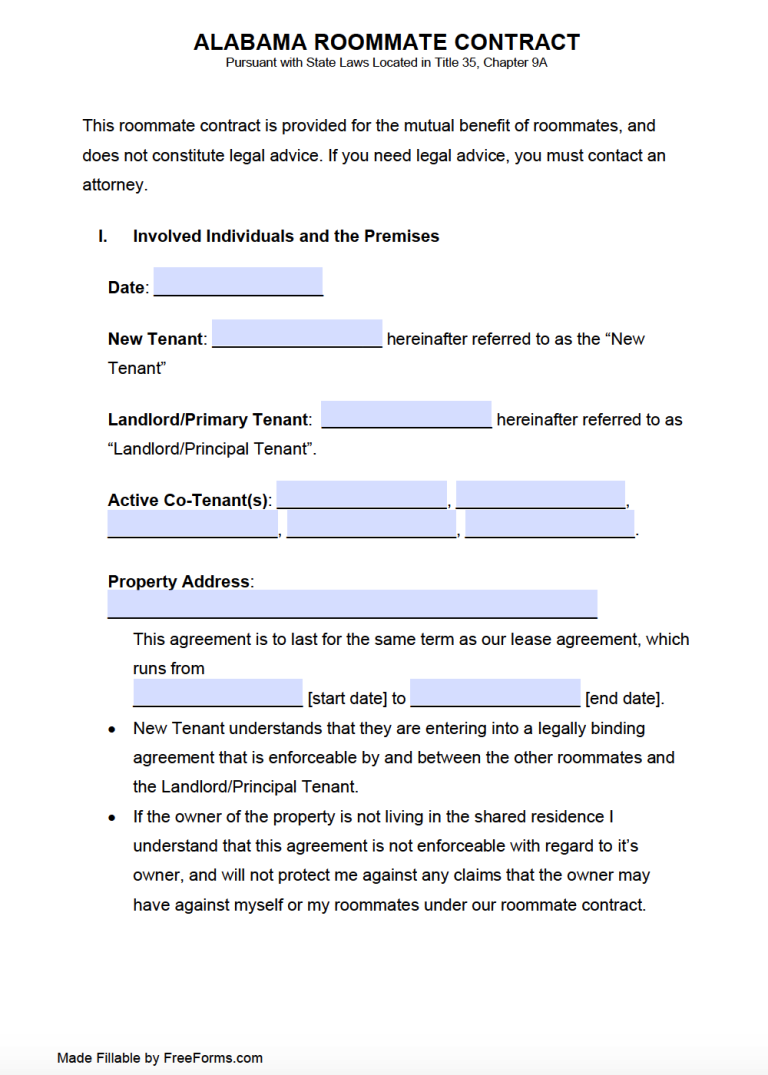 Free Alabama Rental Lease Agreement Templates (6) | PDF | Word