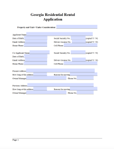 Free Georgia Residential Rental Application Form | PDF