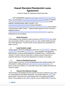 Free Hawaii Rental Lease Agreement Templates | PDF | Word