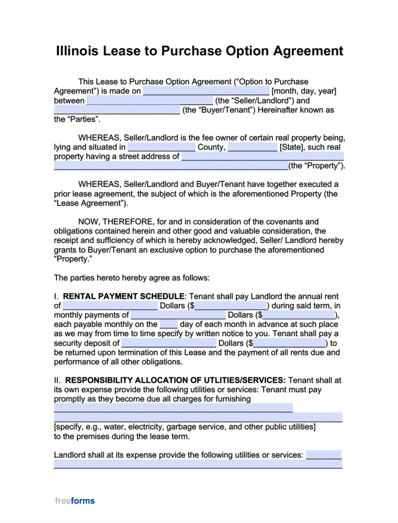 Free Illinois Rental Lease Agreement Templates PDF WORD