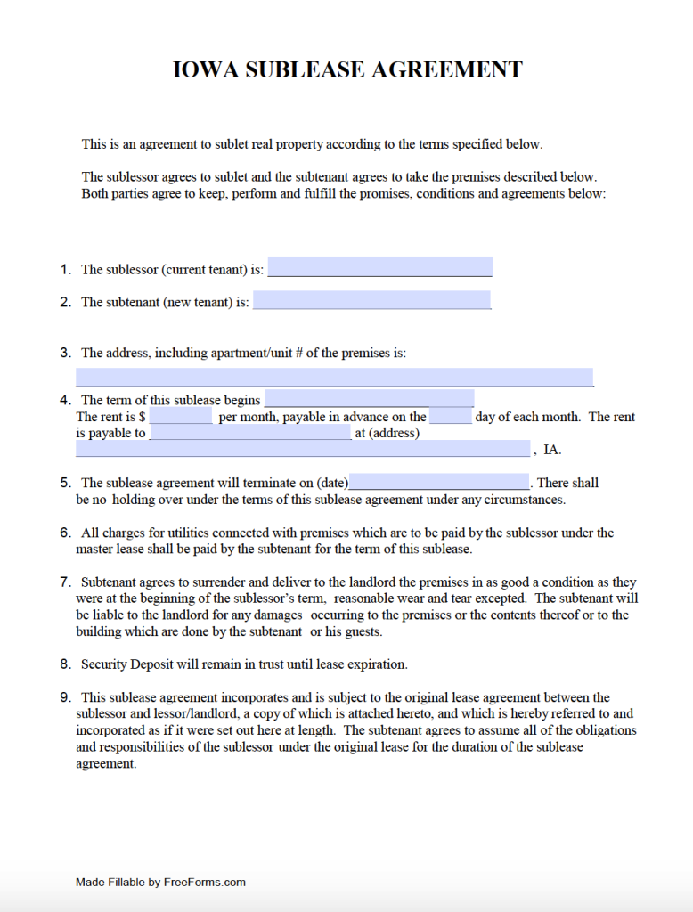 Free Iowa Rental Lease Agreement Templates | PDF