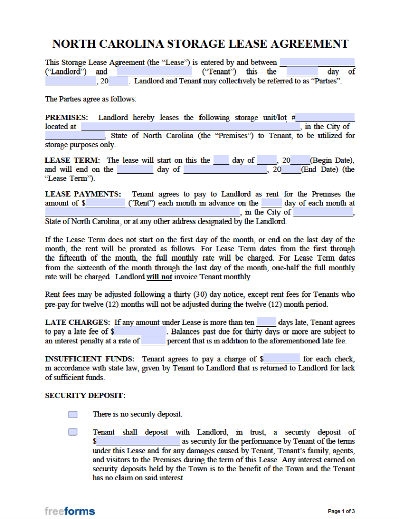Free North Carolina Rental Lease Agreement Templates | PDF