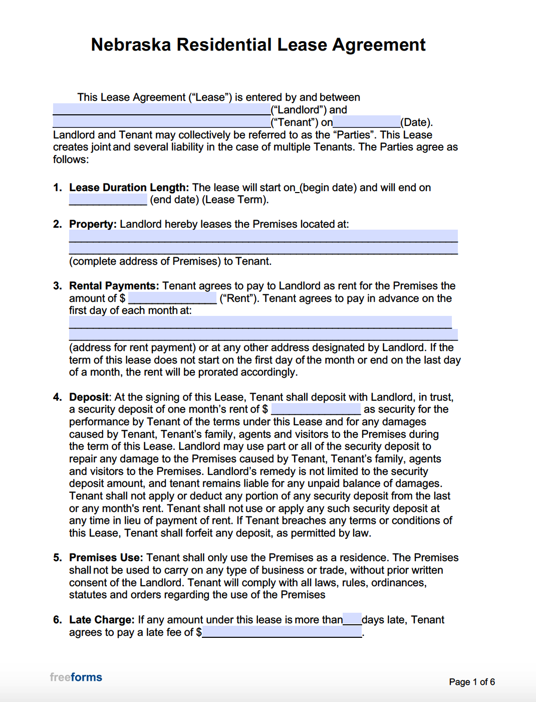 Free Nebraska Rental Lease Agreement Templates PDF WORD Free Nebraska Rental Lease Agreement Templates PDF WORD