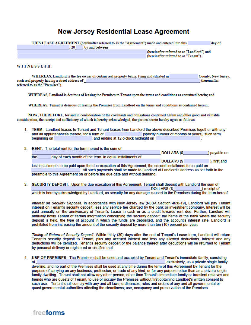 Free New Jersey Rental Lease Agreements Laws PDF Word Lupon gov ph