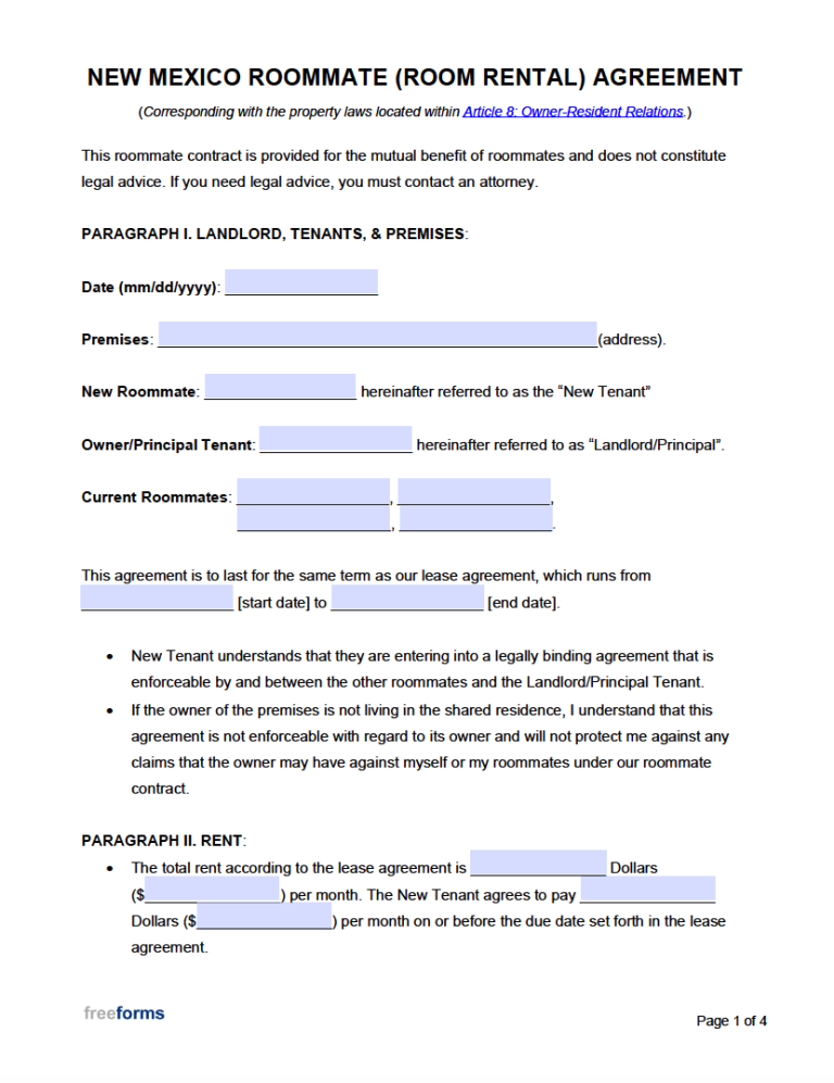 Printable Room Rental Agreement