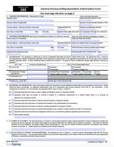 Free Arizona State Tax Power of Attorney (Form 285) | PDF