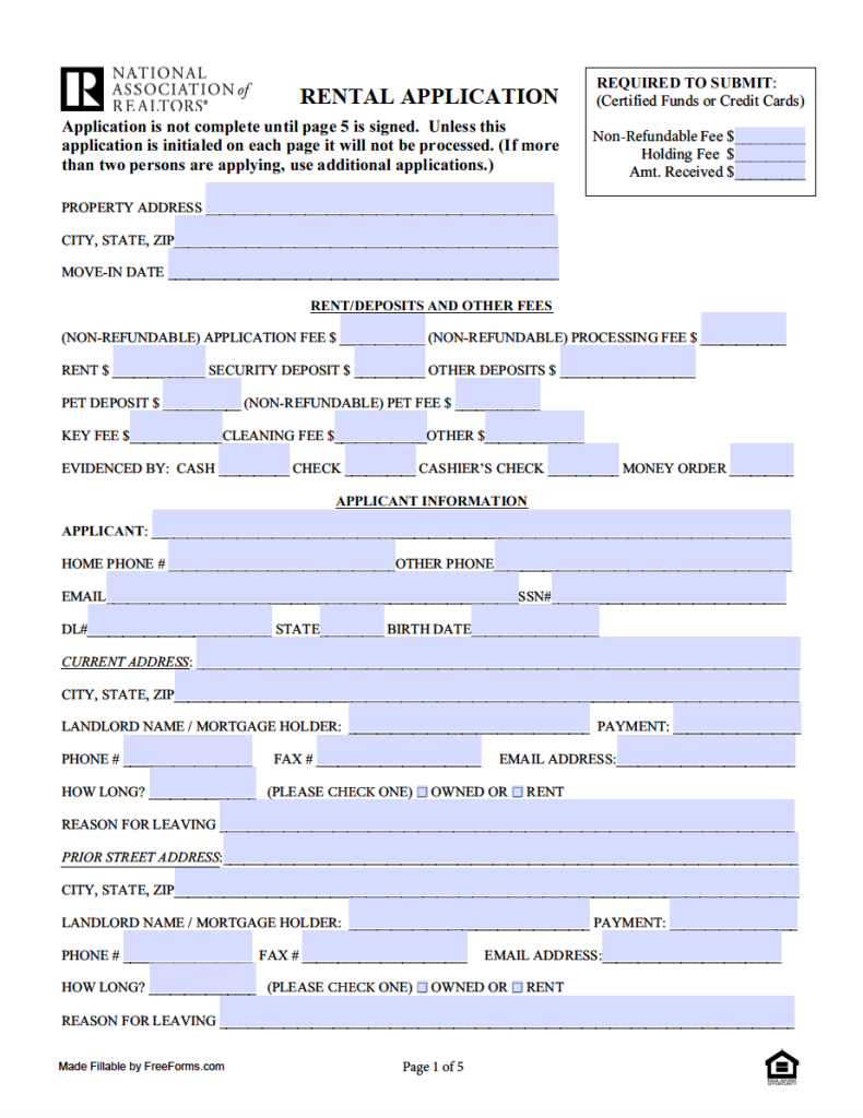 Free Residential Rental Application Form | PDF | Word