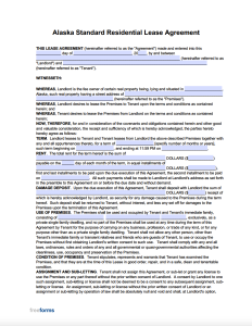 Free Alaska Standard Residential Lease Agreement Template | PDF