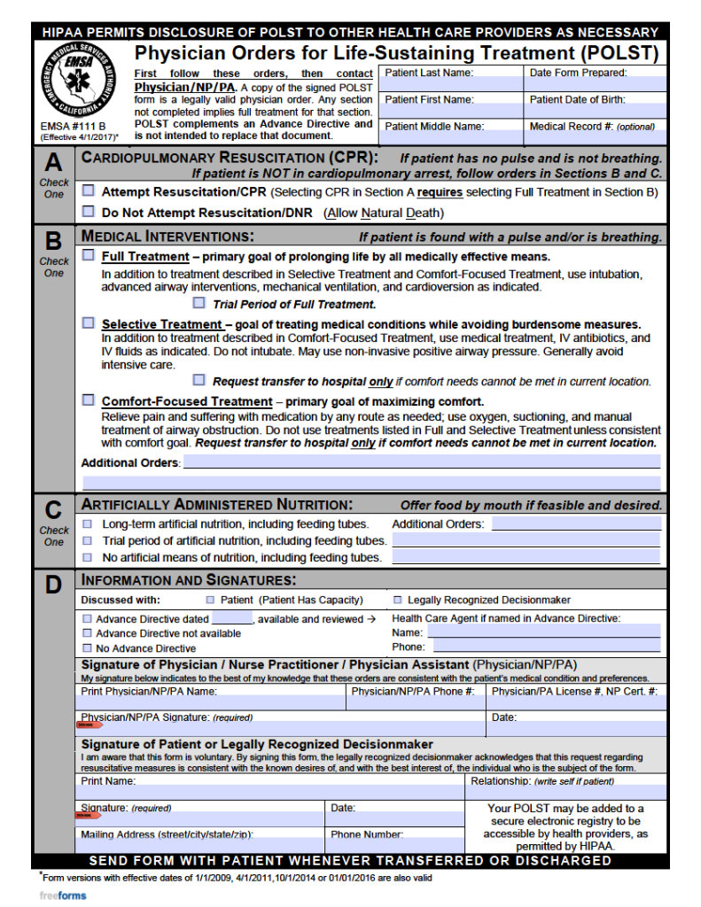 Free California Advance Directive Form (Medical POA & Living Will) | PDF