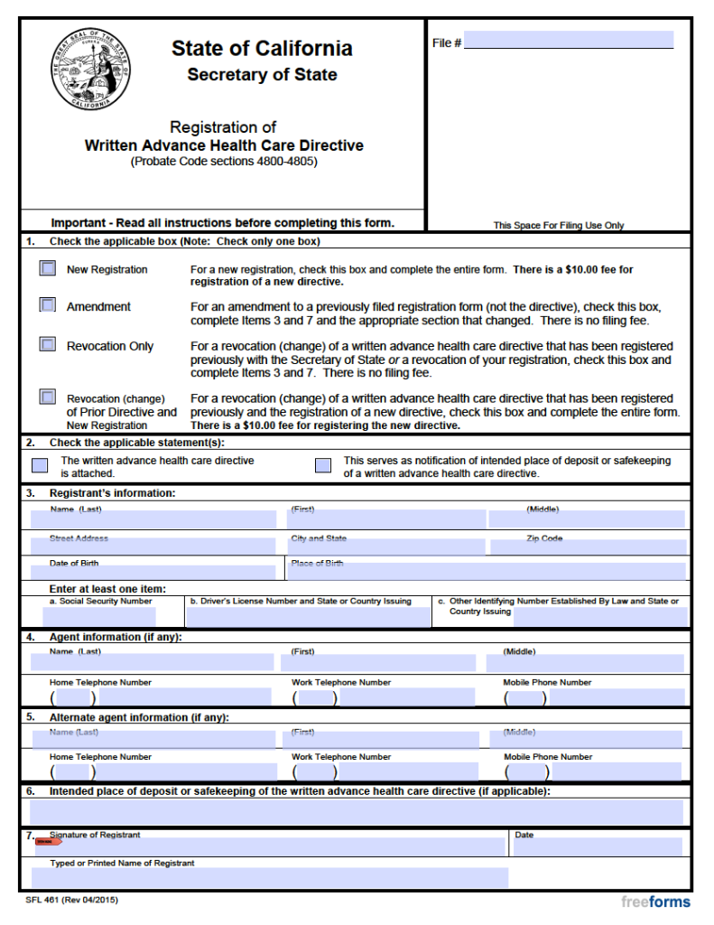 Free California Advance Directive Form (Medical POA & Living Will) | PDF