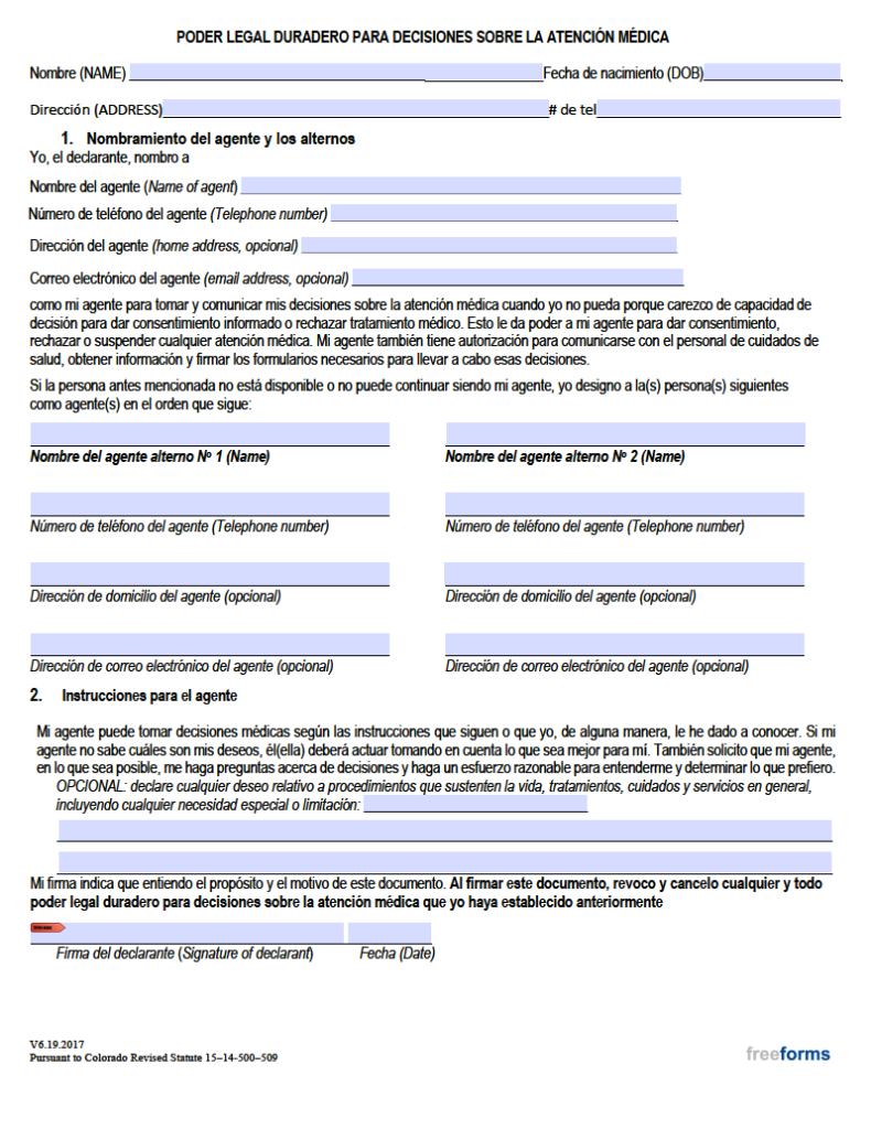 Free Colorado Medical Power of Attorney Form | PDF