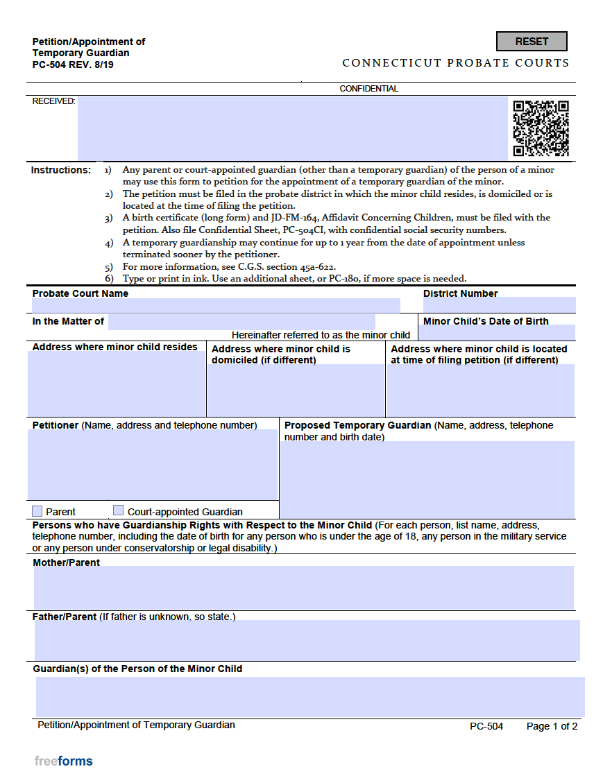 Free Connecticut Minor Child Power of Attorney Form | PDF