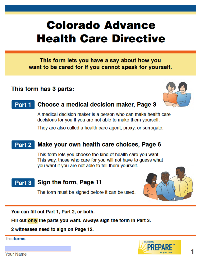 Free Colorado Advance Directive Form (Medical POA & Living Will) | PDF