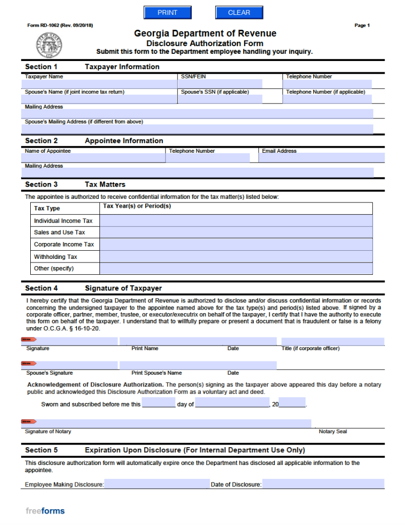 Free Georgia Tax Power of Attorney Form | PDF