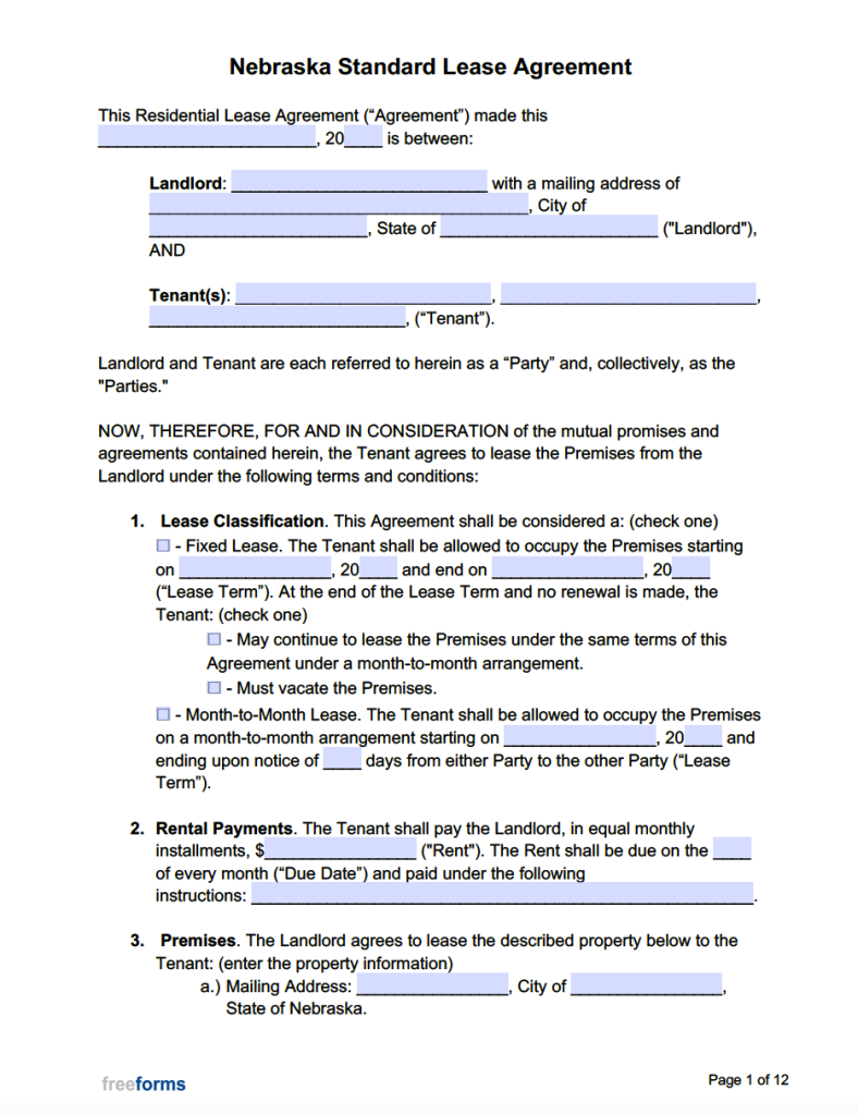 Free Nevada Standard Residential Lease Agreement Template PDF WORD