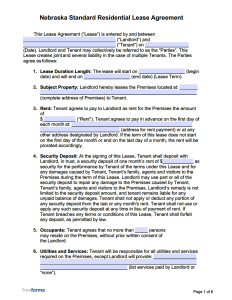 Free Nebraska Standard Residential Lease Agreement Template | PDF | Word