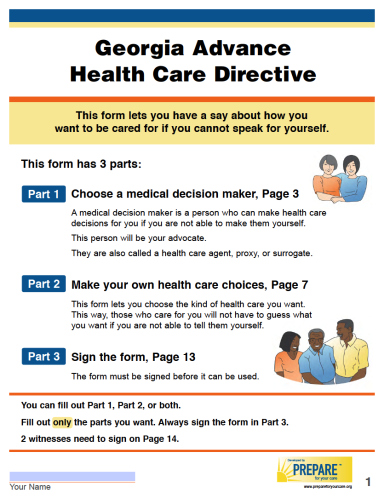 Free Georgia Advance Directive Form (Medical POA & Living Will) | PDF