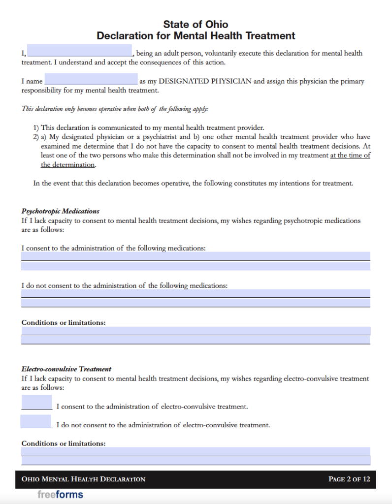 Free Ohio Living Will Form | PDF