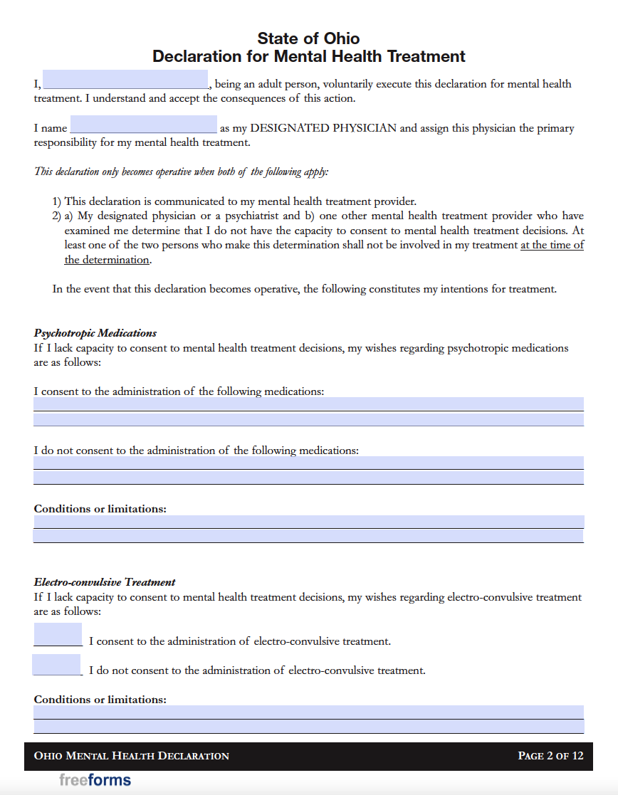 Free Ohio Advance Directive Form (Medical POA & Living Will) | PDF