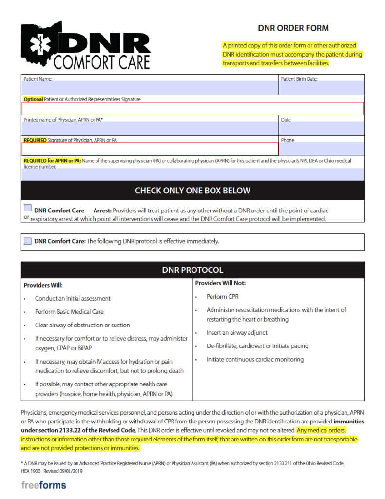 Free Ohio Advance Directive Form (Medical POA & Living Will) | PDF
