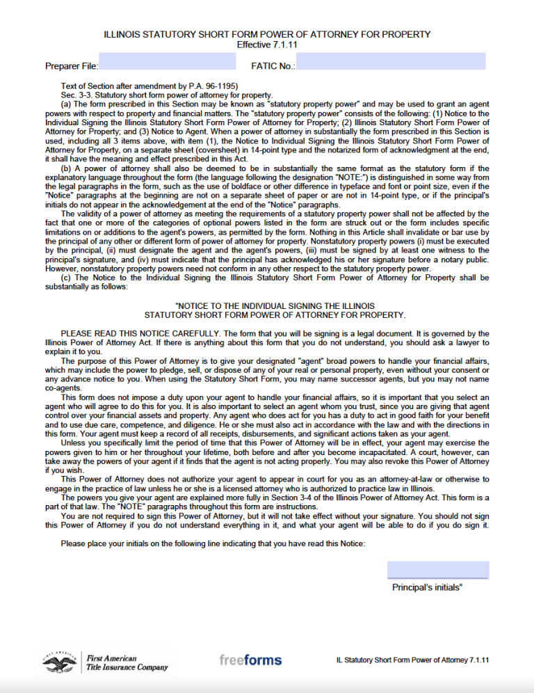 Free Illinois Durable (Financial) Power of Attorney Form | PDF | WORD