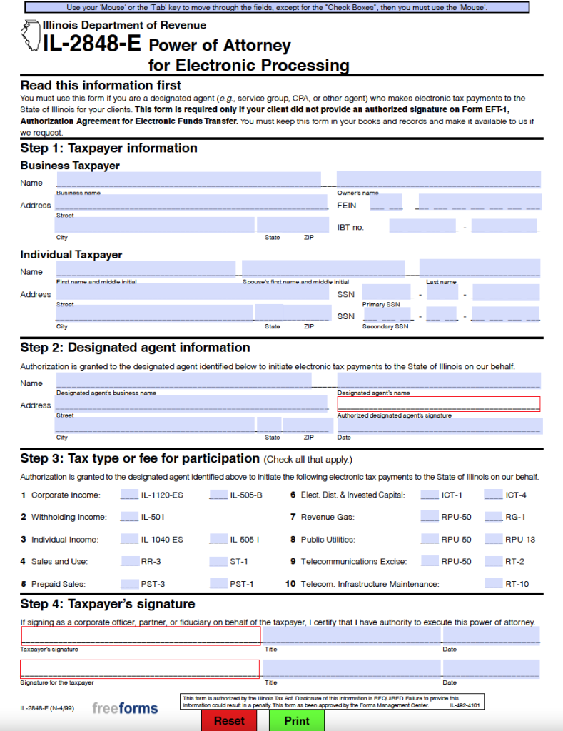 Free Illinois Tax Power of Attorney Form | PDF