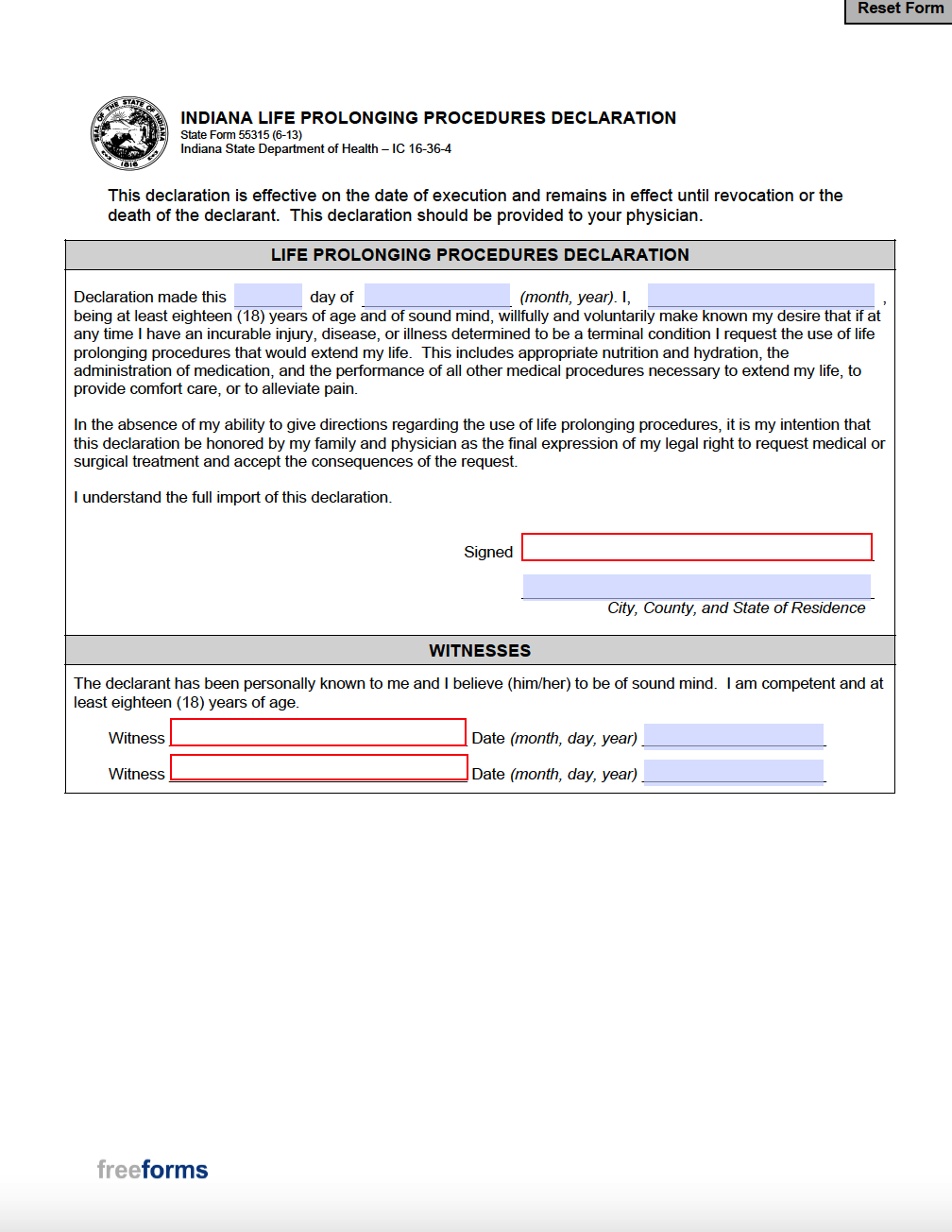 Free Indiana Medical Power of Attorney Form | PDF | Word
