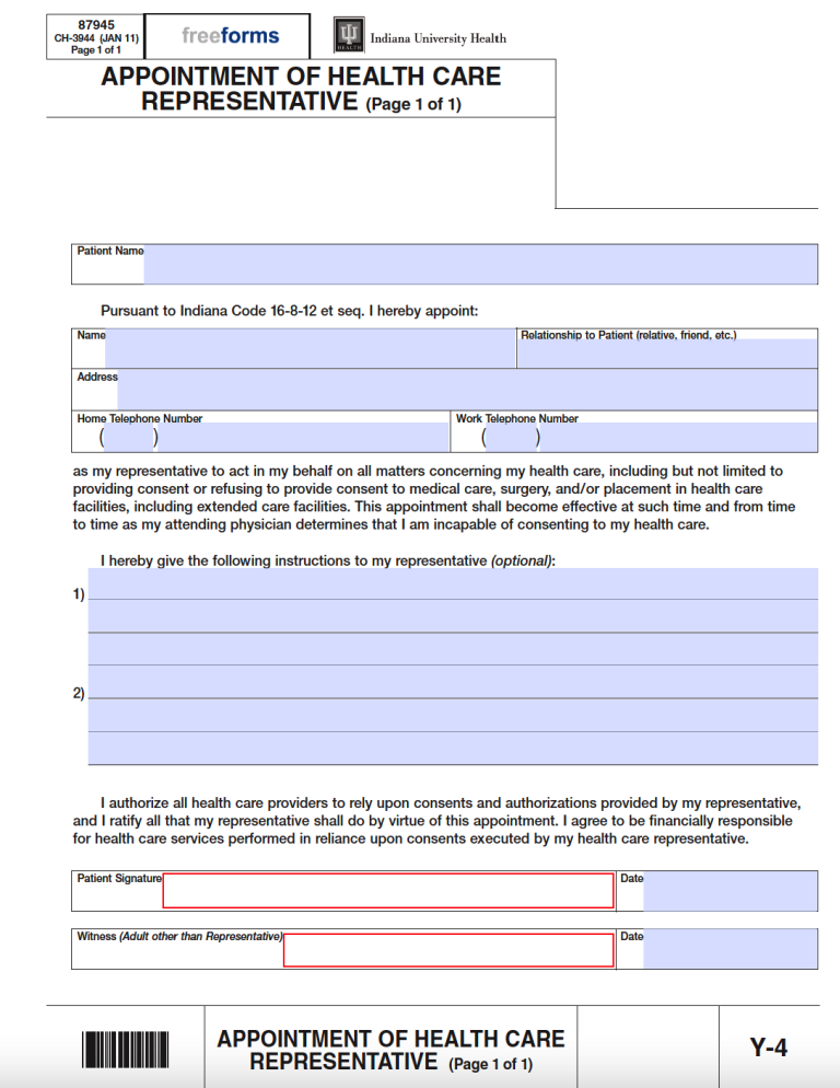 Free Indiana Medical Power of Attorney Form | PDF | Word