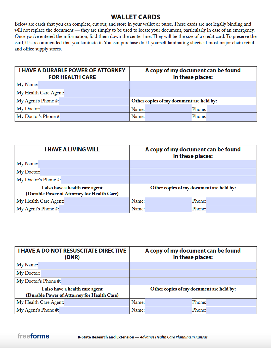Free Kansas Living Will Form | PDF