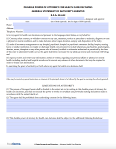 Free Kansas Advance Directive (Medical POA & Living Will) Form | PDF