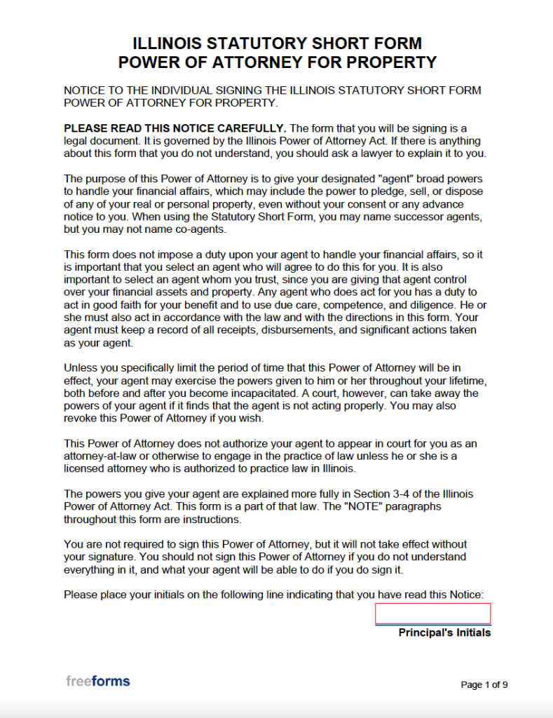 Free Illinois Durable (Financial) Power of Attorney Form | PDF | WORD