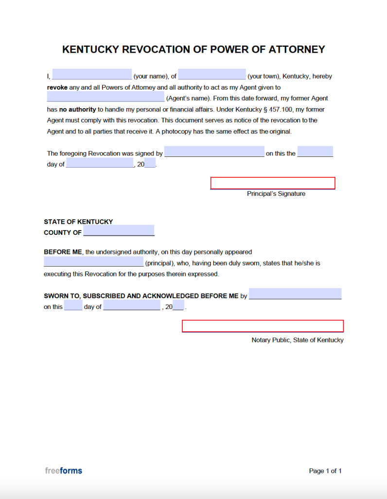Free Kentucky Revocation of Power of Attorney Form | PDF | WORD Free Kentucky Revocation of Power of Attorney Form | PDF | WORD