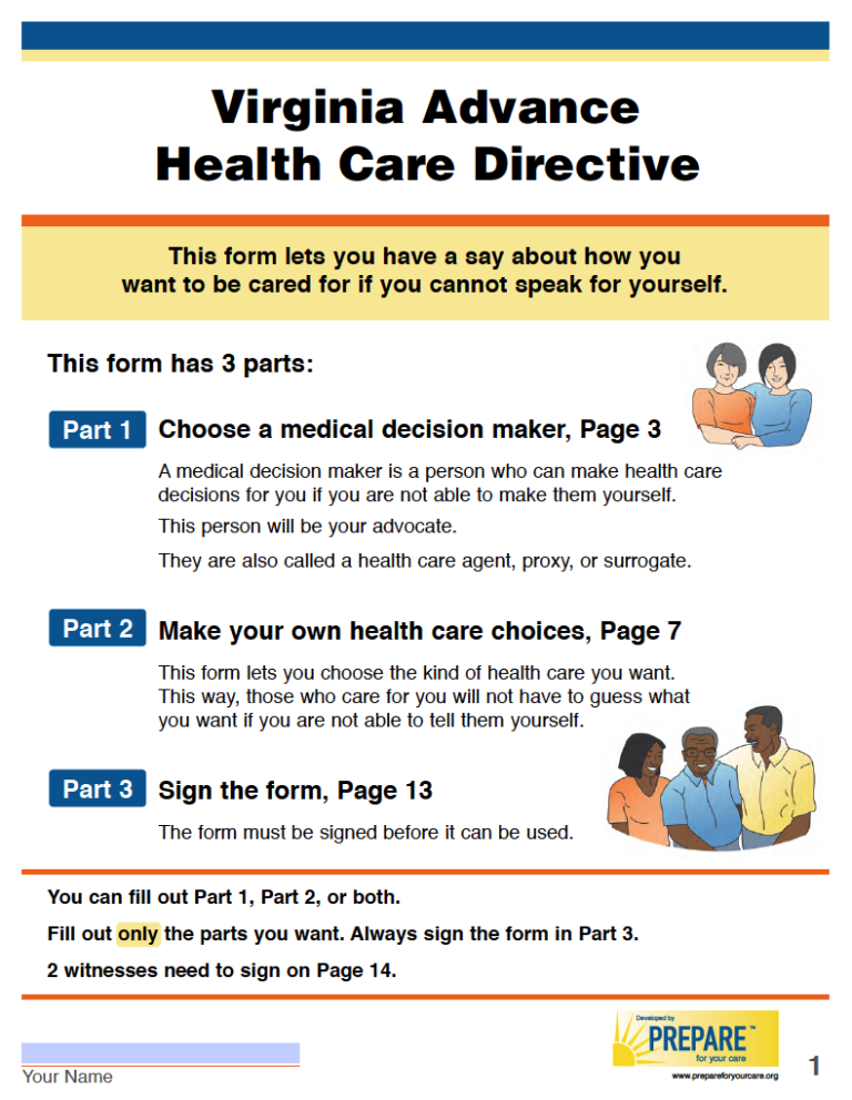 Free Virginia Advance Directive Form (Medical POA & Living Will) | PDF
