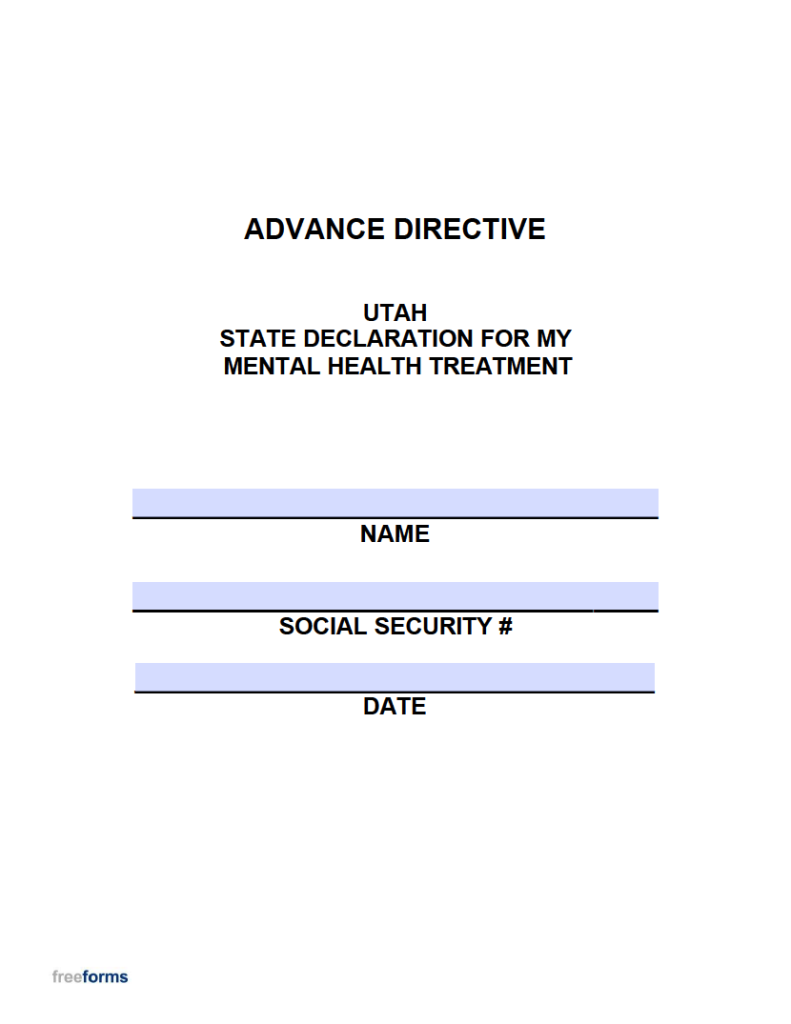 Free Utah Advance Directive Form (Medical POA & Living Will) | PDF | Word