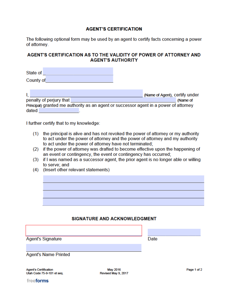 Free Utah General (Financial) Power of Attorney Form | PDF | Word